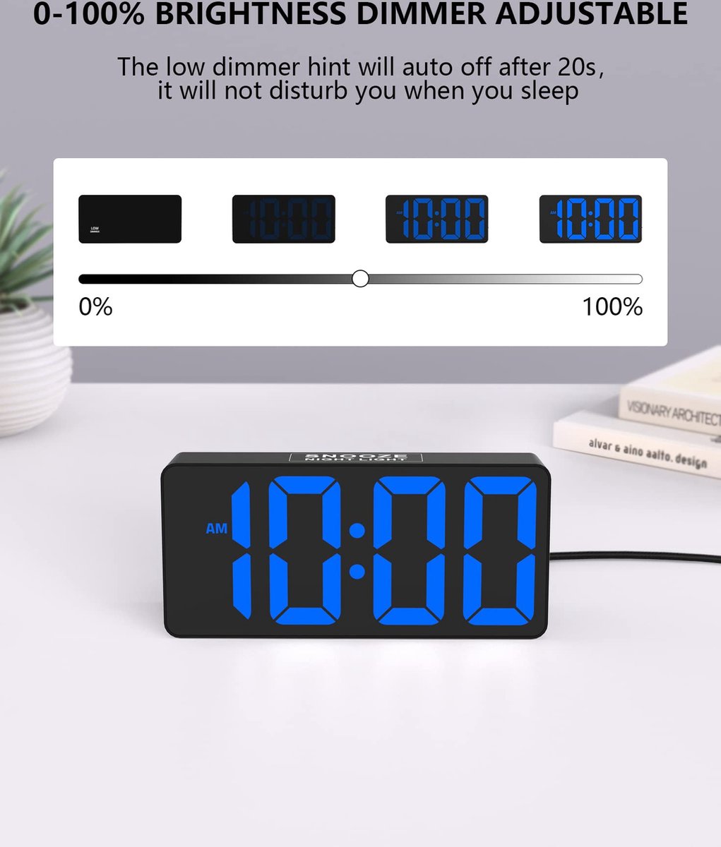 Mesqool Digitale wekker met 2 alarmen luid voor diepe slapers, wekker ...