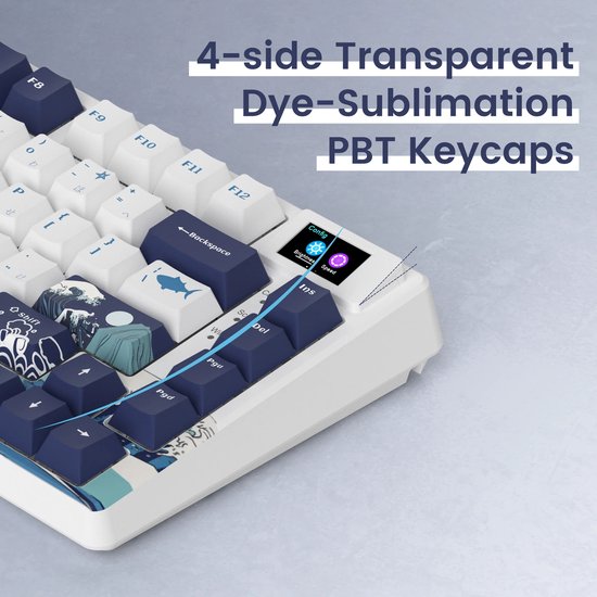 XVX S-K80 Wit Kanagawa - Mechanisch Gaming Toetsenbord - 75% met OLED ...