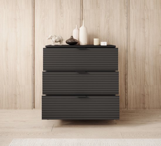 Meubella - Ladekast Delgado - Mat zwart - 80 cm | bol