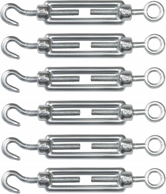 AMIG Spanschroeven/draadspanner met haak/oog - 6x - 11cm - verzinkt ...