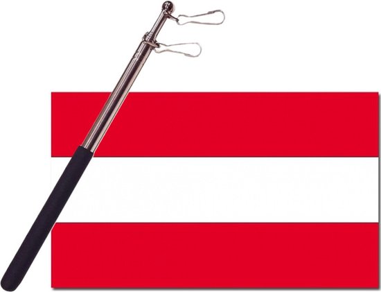 Landen vlag Oostenrijk - 90 x 150 cm - met compacte draagbare telescoop vlaggenstok -... | bol