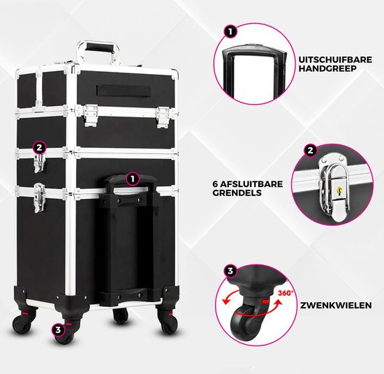 Palmwood Make Up Trolley - Make up koffer - Kapperskoffer - Beautycase ...