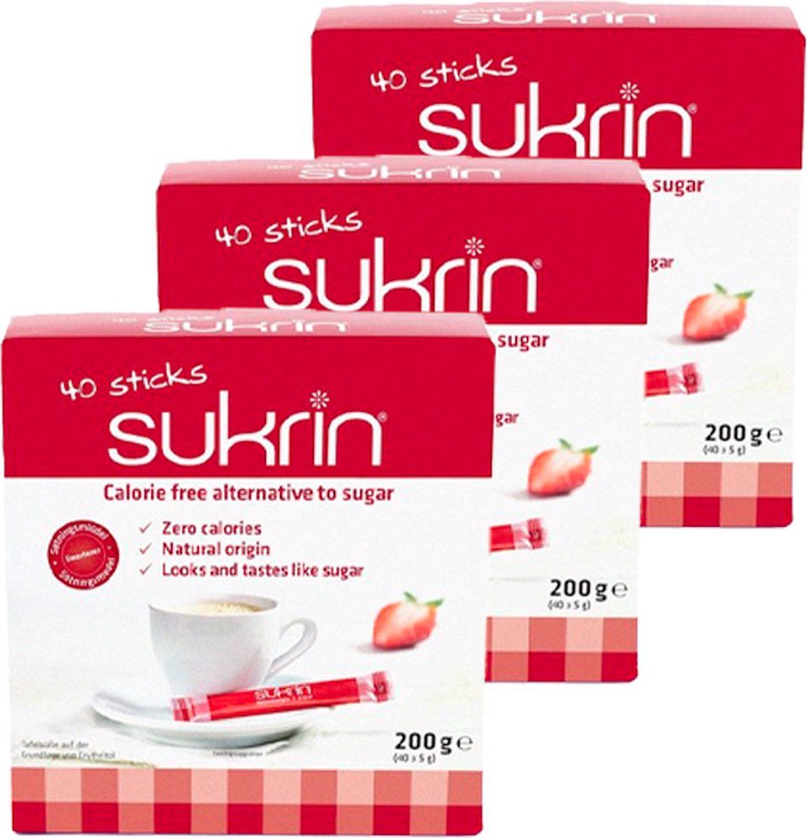 Sukrin:1 | Sticks 40x - Een op Een Vervanging Voor Suiker! | 3 stuks | 3 x 40 x 5g | bol