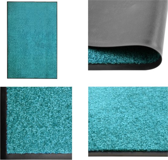 vidaXL Deurmat wasbaar 120x180 cm cyaan - Mat - Matten - Deurmat ...