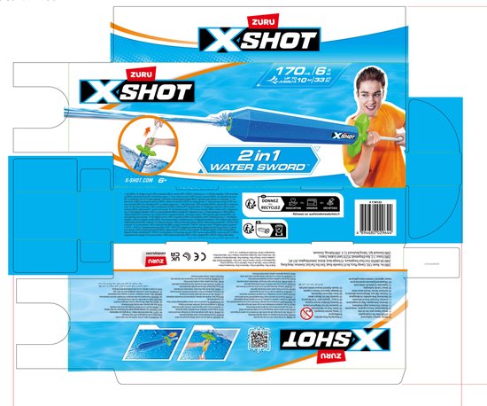 ZURU - XSHOT - 2 in 1 Water Sword - Waterpistool - 170ml | bol