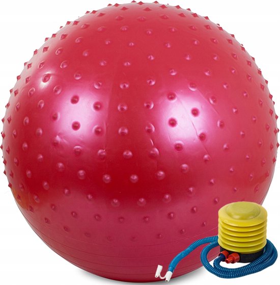 Playos® - Yogabal - 65 cm - Rood - inclusief Pompje - met Reliëf ...
