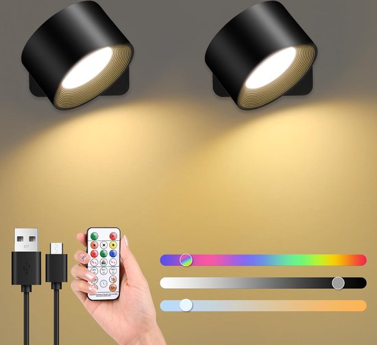 RGB binnenwandlamp, 2 stuks, led-wandlampen voor binnen, 360 graden ... RGB binnenwandlamp, 2 stuks, led-wandlampen voor binnen, 360 graden ...