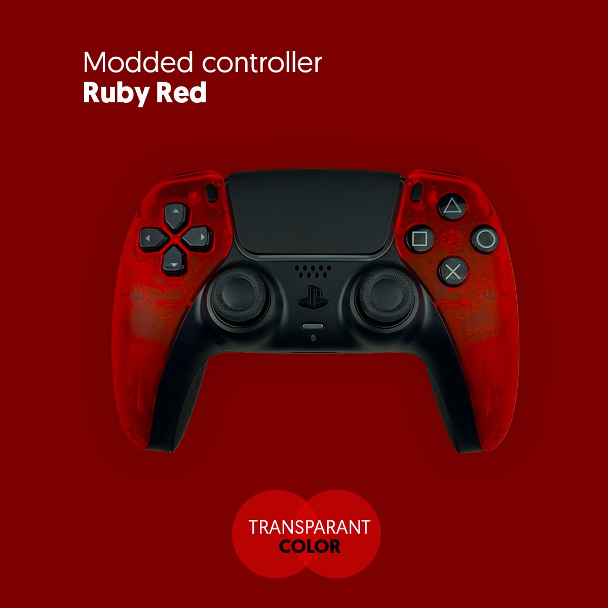 Playstation 5 controller - Ruby Red Modded Front & Backshell - Modded Dualsense -... | bol