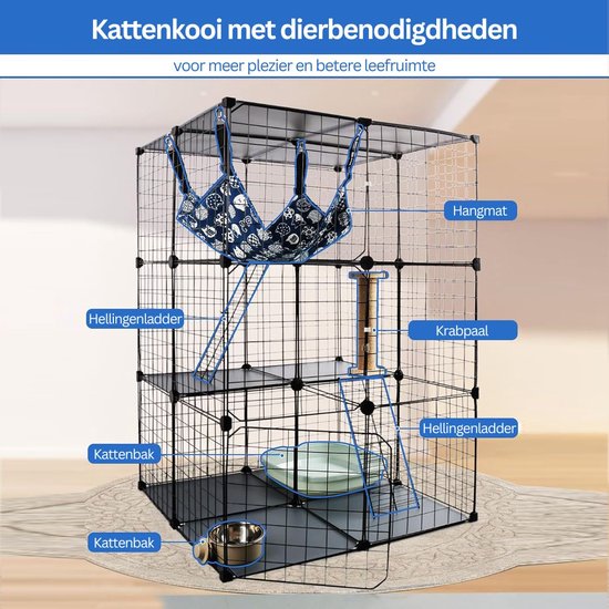 Luxe Grootte Kattenbench met Etages en Hangmat - Kattenkooi - Kattenren ...