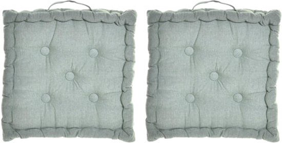 Items Vloerkussen Kenya - 2x - Mintgroen - katoen - 40 x 40 x 8 cm ...