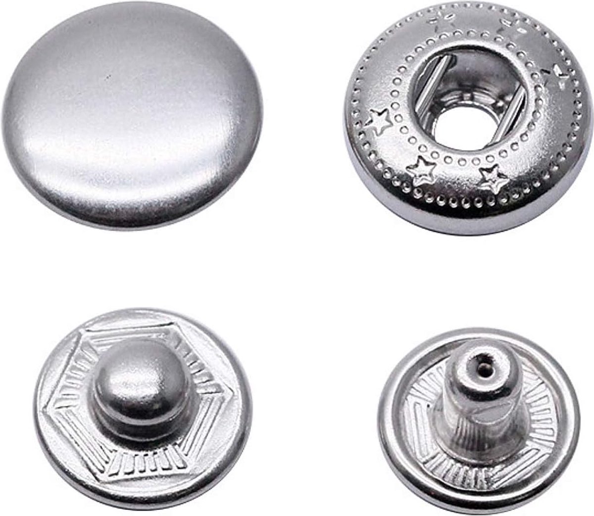 Anorak-drukknopen, 80 stuks, zilver, diameter 15 mm, drukknoppen voor ...