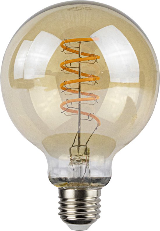 Highlight - LED Filament globe lamp | Amber | G80 | 9 Watt | Dimbaar | 2200K - Extra warm | bol