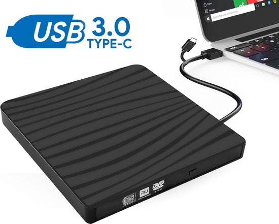 2in1 USB 3.0 CD / DVD Speler + Burner - Externe Rewriter Drive USB C ...