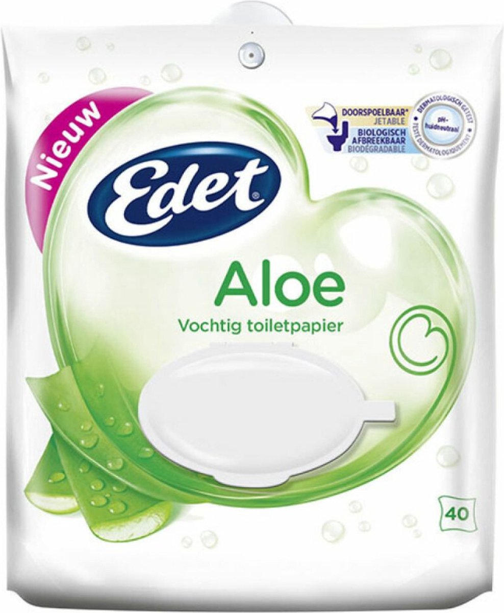 Edet Vochtig Toiletpapier Aloe - 3 x 40 stuks - Voordeelverpakking | bol
