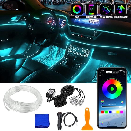 Auto Interieur LED Verlichtingsstrip - Draadloze Afstandsbediening ...