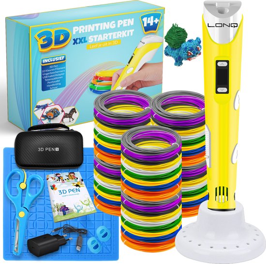 3D Pen Starterspakket XXL - 210m Filament – Incl. Tekenboek - Opbergtas en 7... | bol