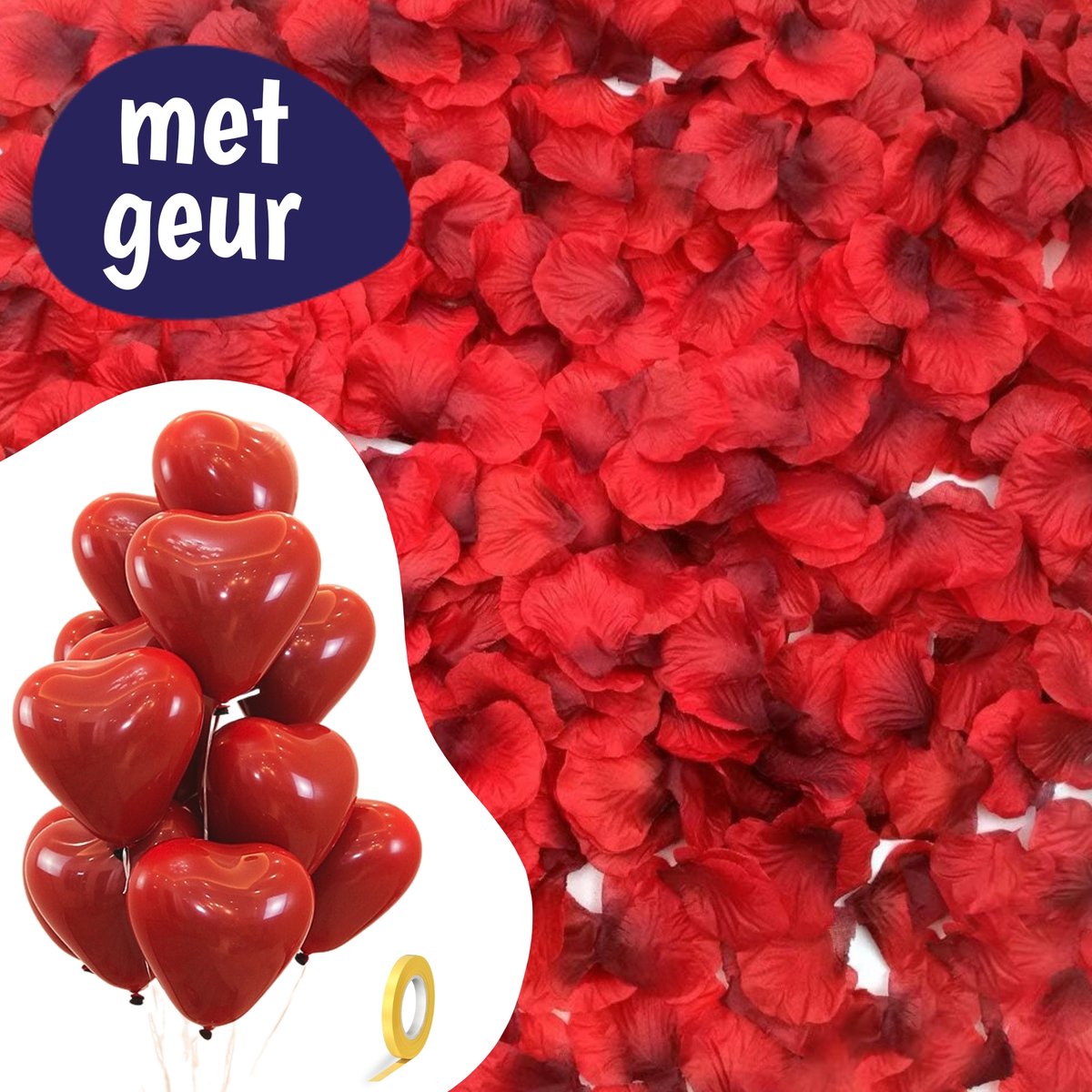 Rode Rozenblaadjes met Hartjes Ballonnen - 1000 Stuks - Met geur ...