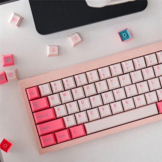 Keycaps Rose Pink | Cherry | PBT | Double Shot | 166 Keys | bol