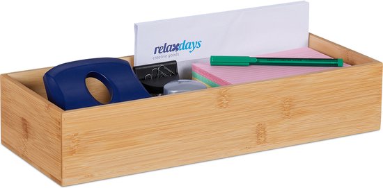 Relaxdays opbergbakje bamboe - 7,5x38x15 cm - bureau organizer ...