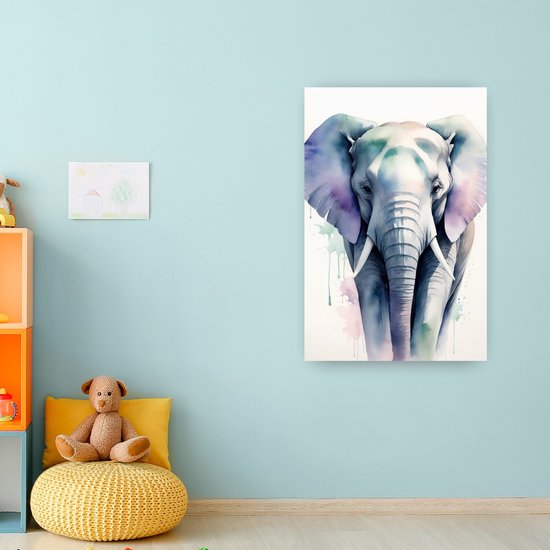 Olifant in pasteltinten poster - Olifant posters - Muurdecoratie dier ...