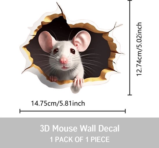 Muursticker - Plintsticker - Kinderkamer - Schattige Muis - Gat ...