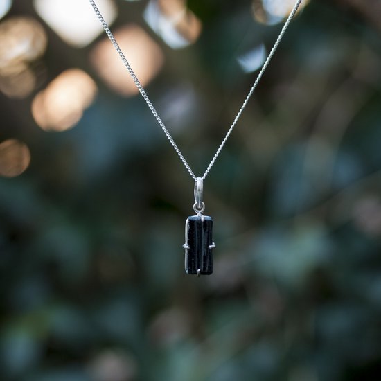 Zwarte Toermalijn Ketting - 925 Sterling Zilver - Echte edelsteen ...