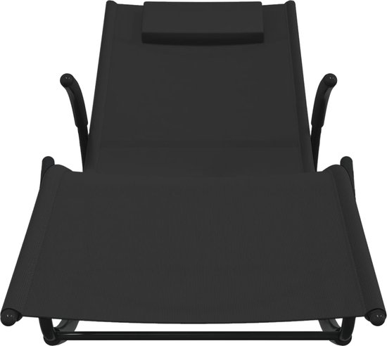 vidaXL Ligbedden 2 st schommelend staal en textileen zwart - Ligbed ...