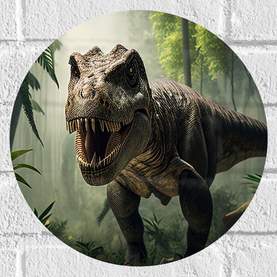 Muursticker Cirkel - Dinosaurus - Dier - Bos - Bomen - Planten - 30x30 ...
