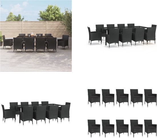 vidaXL 11-delige Tuinset met kussens poly rattan zwart - Tuinset ...