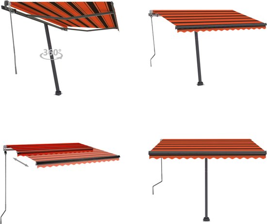 vidaXL Luifel vrijstaand automatisch 300x250 cm oranje en bruin ...