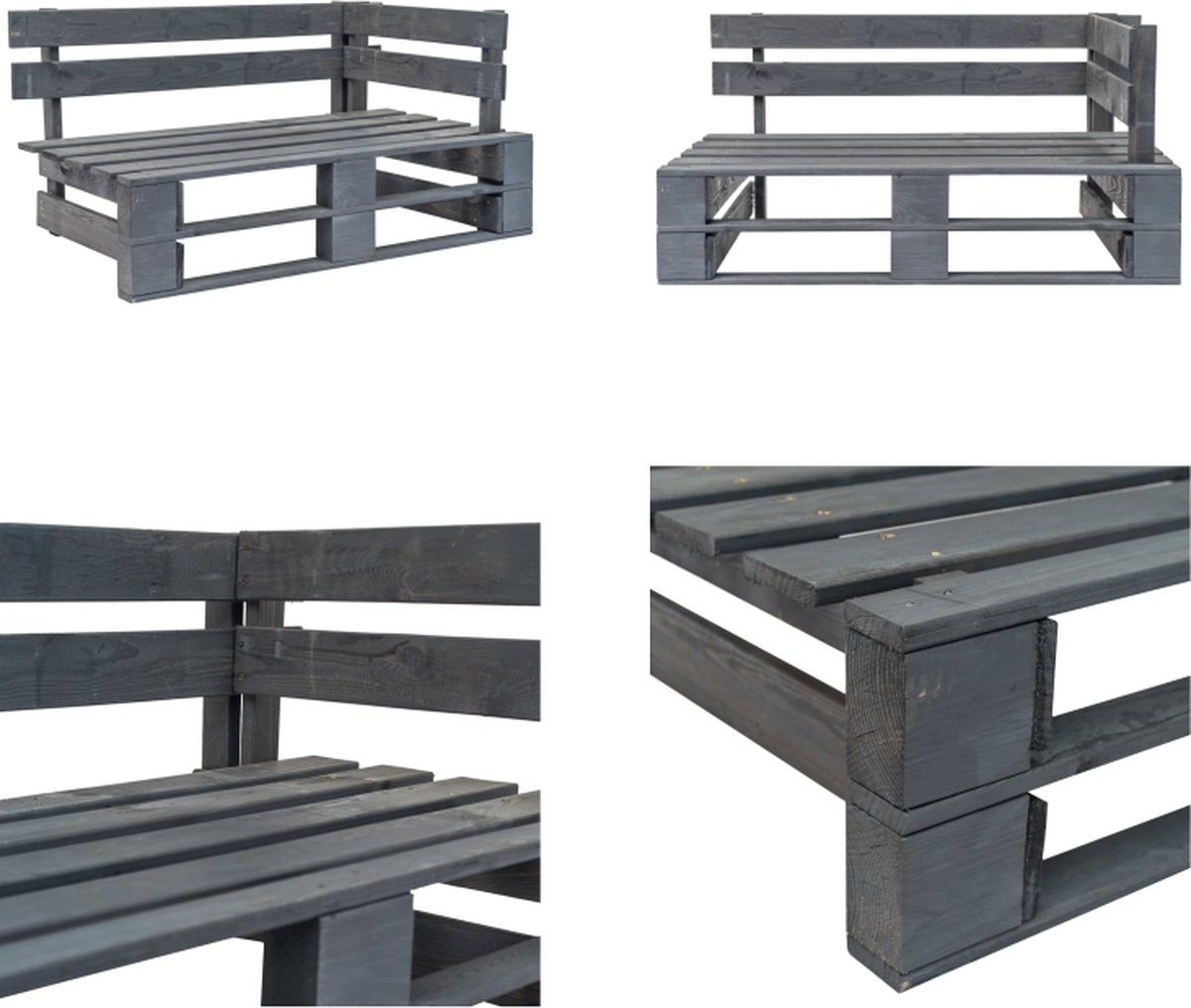 vidaXL Tuinhoekbank pallet hout grijs - Pallet Bank - Pallet Banken ...