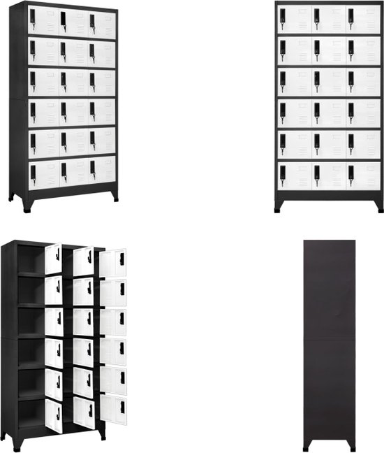 vidaXL Lockerkast 90x40x180 cm staal antracietkleurig en wit ...
