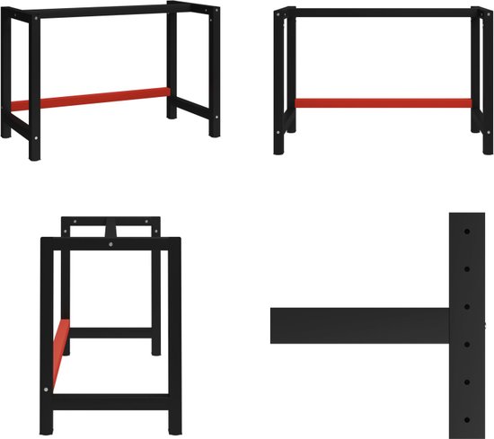 vidaXL Werkbankframe 120x57x79 cm metaal zwart en rood - Metalen Frame ...