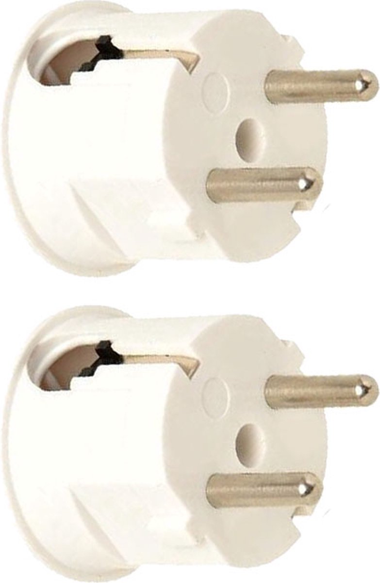 Haakse Stekker met Randaarde - 16A 230V - Wit - Per 2 stuks | bol
