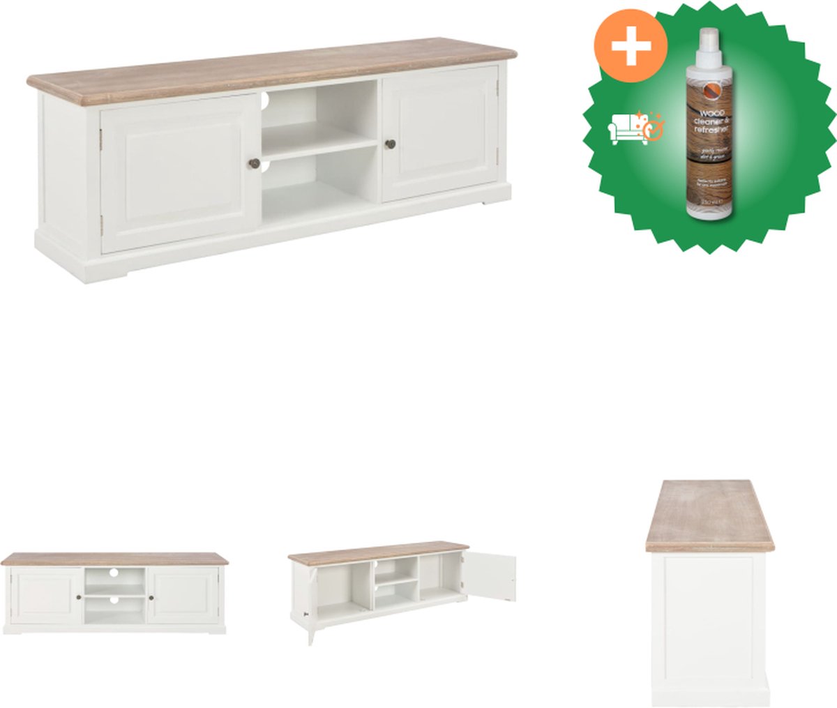 vidaXL Tv-meubel - naam - Houten tv-kast - 110 x 30 x 40 cm - Wit ...