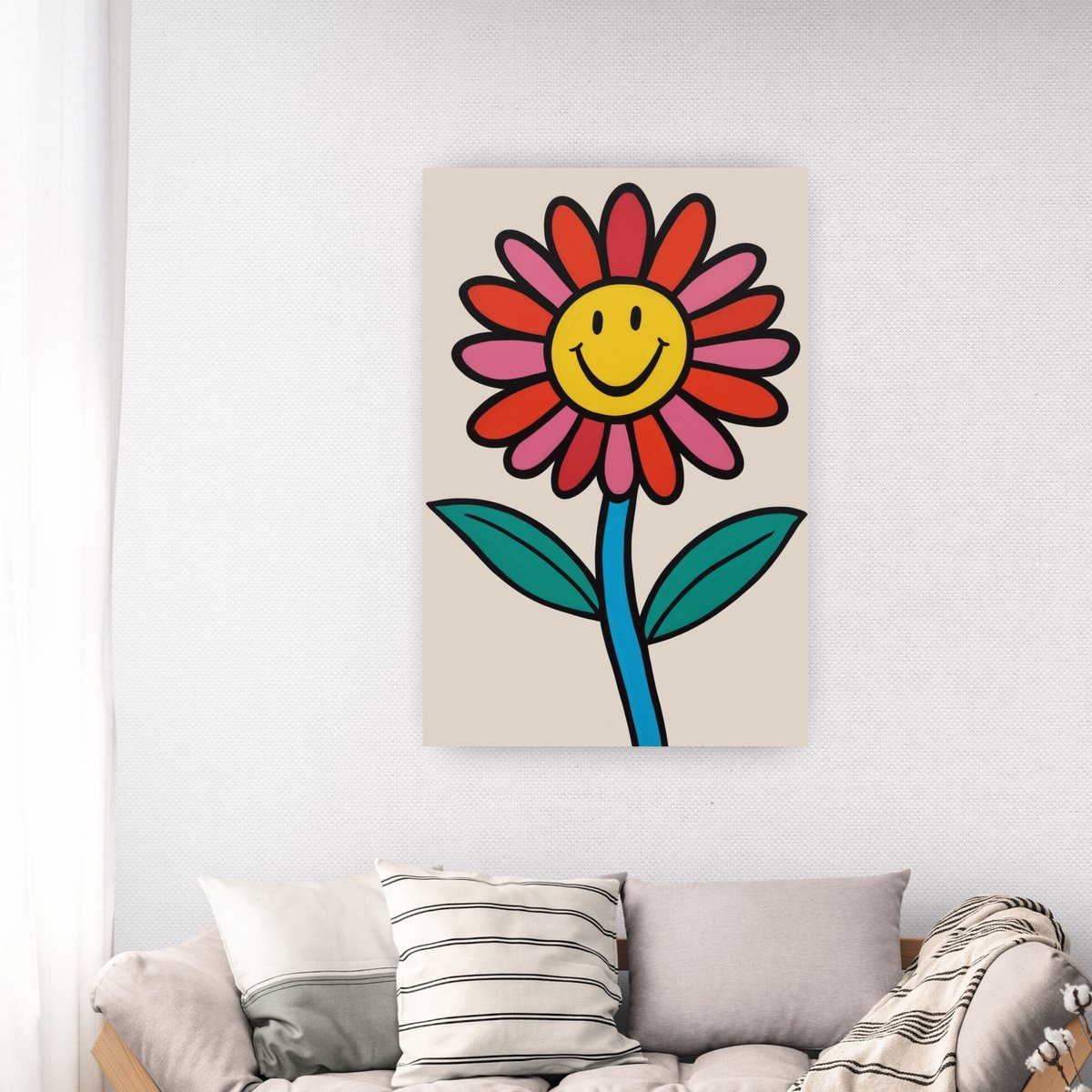 Bloem met smiley poster - Bloemen poster - Posters bloem - Vintage ...