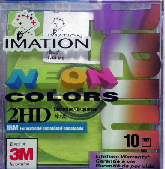 IMATION NEON COLOURS 2HD IBM FORMATTED | bol