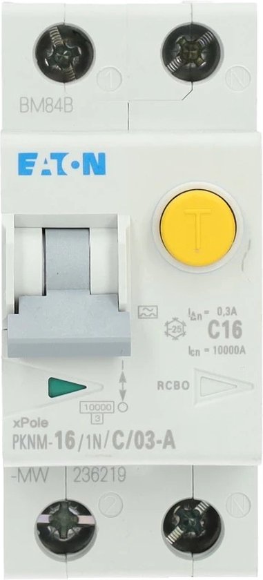 Eaton aardlekautomaat 1-polig+nul 16A C-kar 300mA (236219) | bol