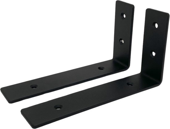 Maison DAM - 2x Industriële plankdragers L vorm mat zwart gepoedercoat ...