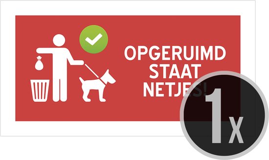 Pictogram/ bord | "Opgeruimd staat netjes!" | 30 x 15 cm | Kakje in een ...