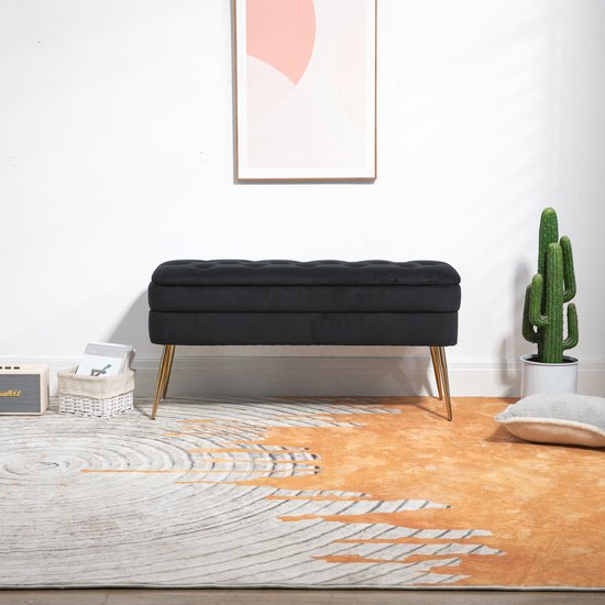 Merax Hocker met Opbergruimte - Gestoffeerde Poef - Bed Hocker Zitbank ...