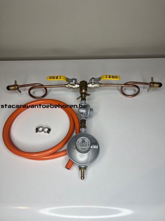 ontspanner met zwanenhals - 2 gasflessen verbinden - propaan 37mbar ...