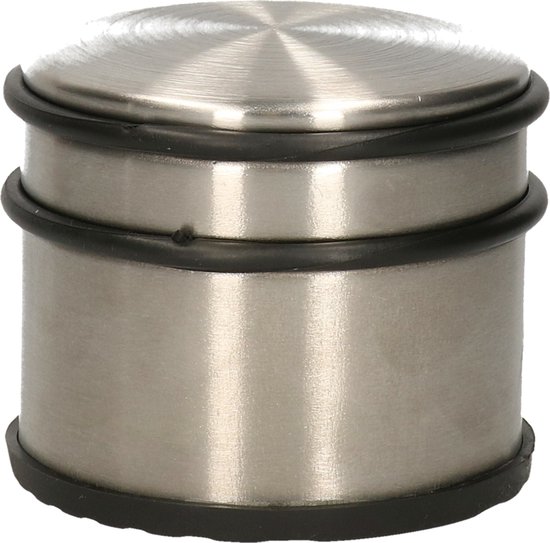 2x RVS deurstopper rond inclusief deurwig - D9 x H7 cm - 1 kg ...