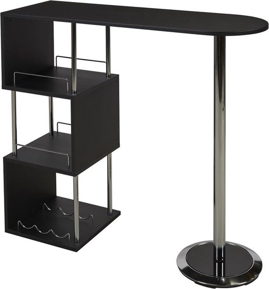 Vente-unique Barmeubel ALISETO - MDF en verchoomd metaal - Zwart L 120 ...