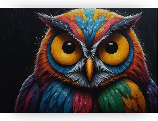 Kleurrijke uil poster - Vogel wanddecoratie - Poster uil ...