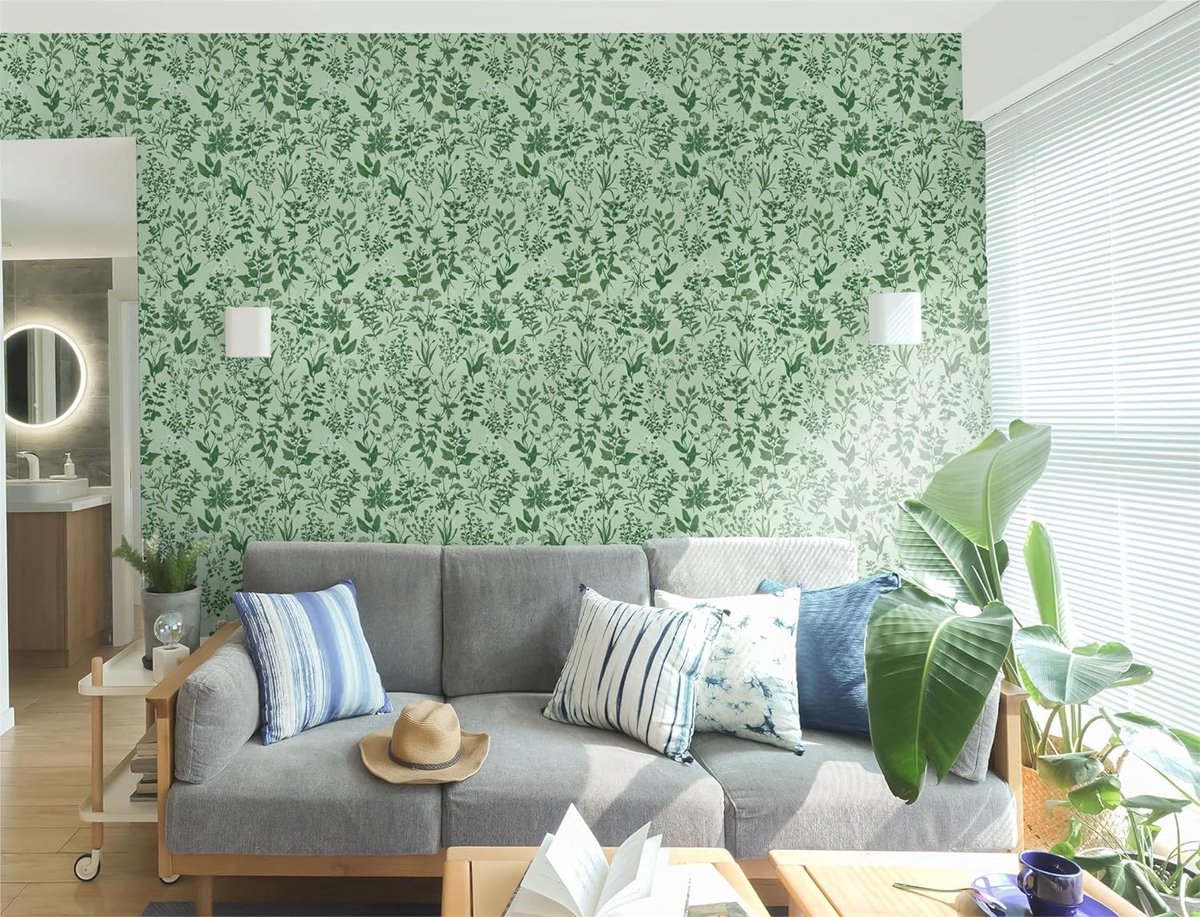 Zelfklevend behang, 44 cm x 3 m, met bladeren, waterdicht, wandbehang ...