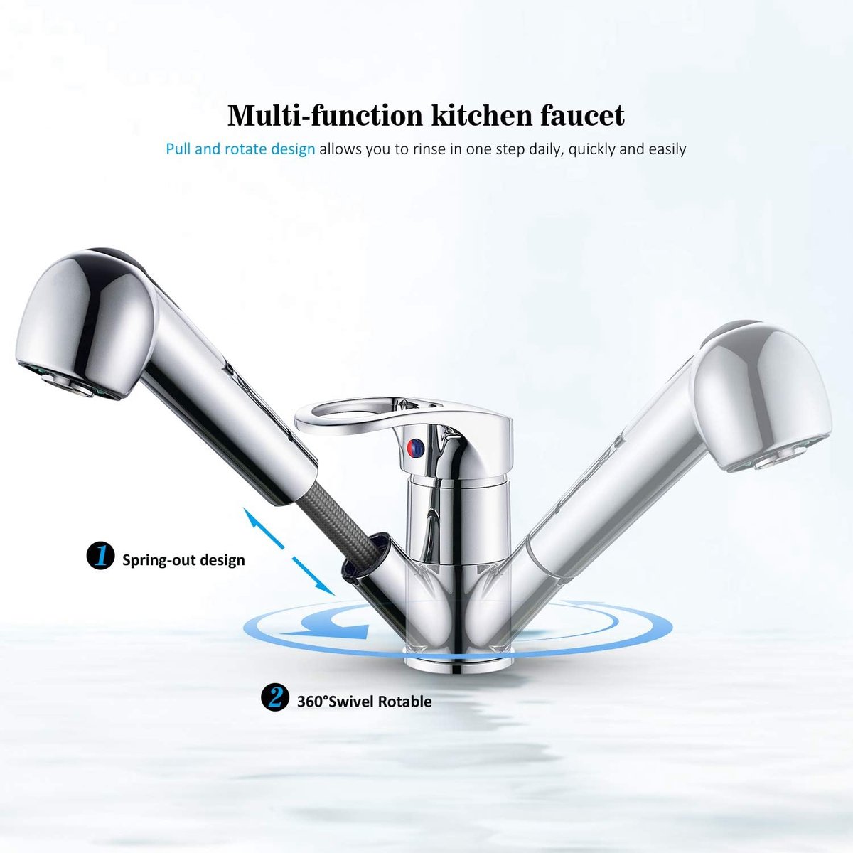 Uittrekbare keukenkraan met dubbele spoeldouche, waterkraan, 360° draaibare... | bol