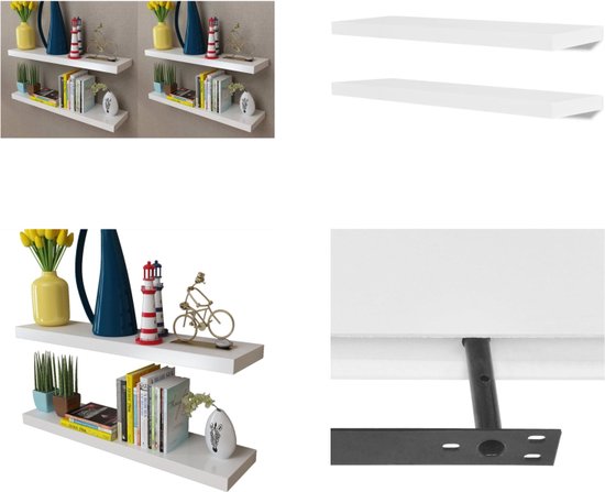 vidaXL Wandplanken 4 st 80 cm wit - Wandrek - Wandrekken - Wandschap - Wandschappen | bol