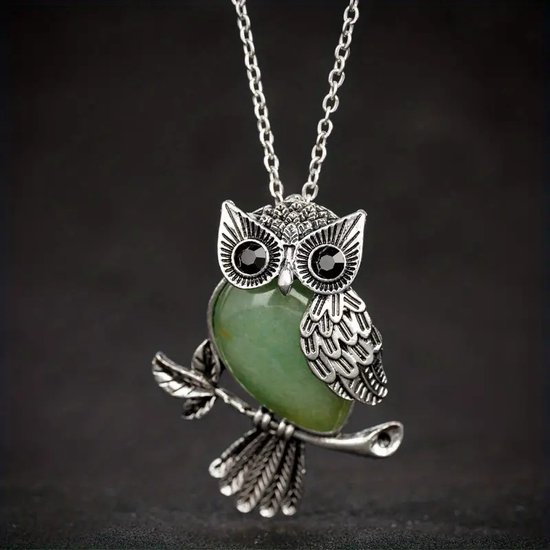 Groene Aventurijn - Uilen ketting van natuurlijke kristallen ...