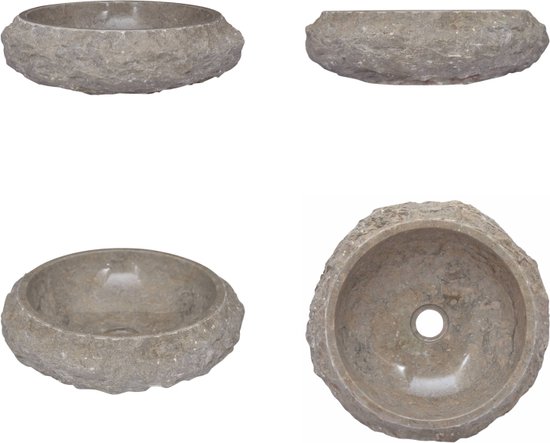 vidaXL Gootsteen Ø40x12 cm marmer grijs - Gootsteen - Gootstenen ...